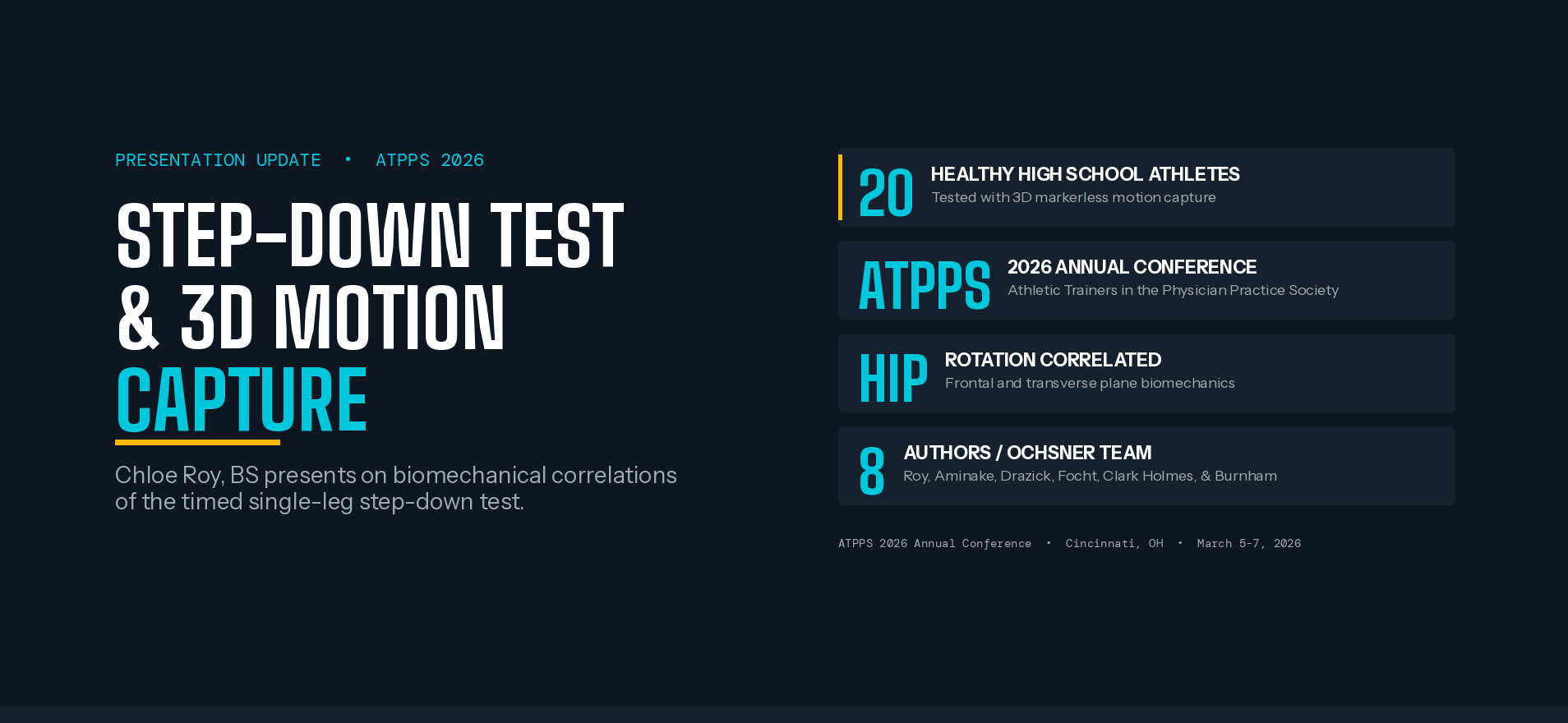Chloe Roy Presents Step-Down Test and Motion Capture Research at ATPPS ...